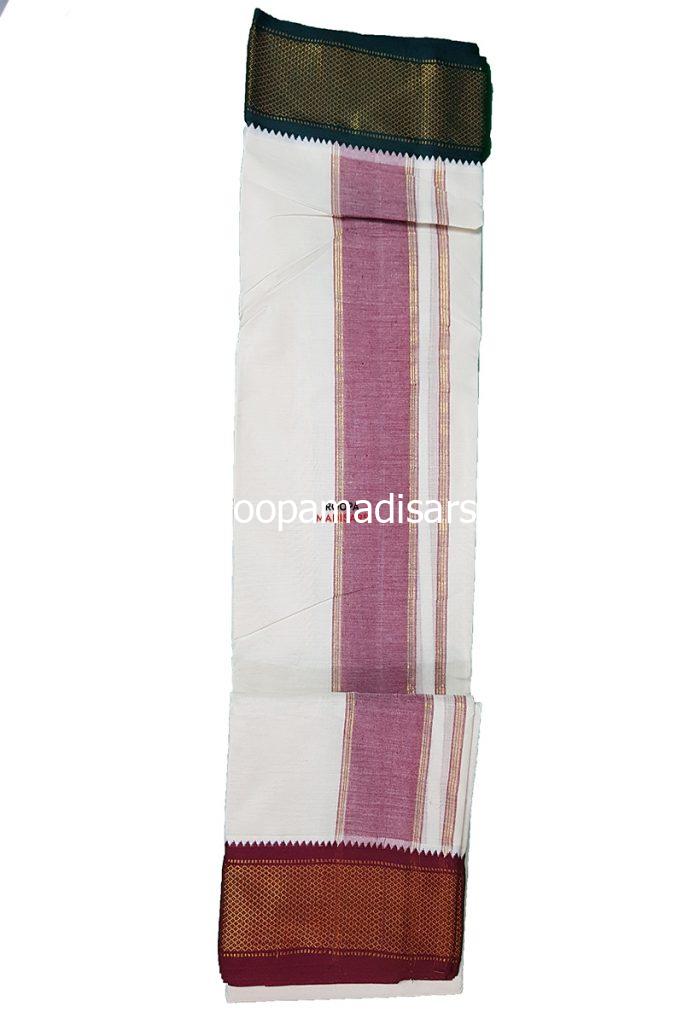 Men's Cotton 9x5 Panchakacham Dhotis with Angavastram - Mayilkann ...